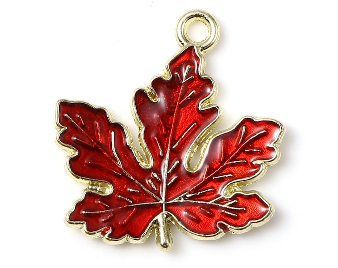 10 Red and Gold Tone Maple Leaf Charms C3834 - Etsy