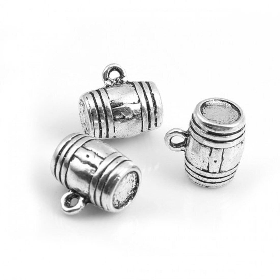 5 Antique Silver Whiskey Barrel/keg Charms 13x13mm (b195o) - Etsy