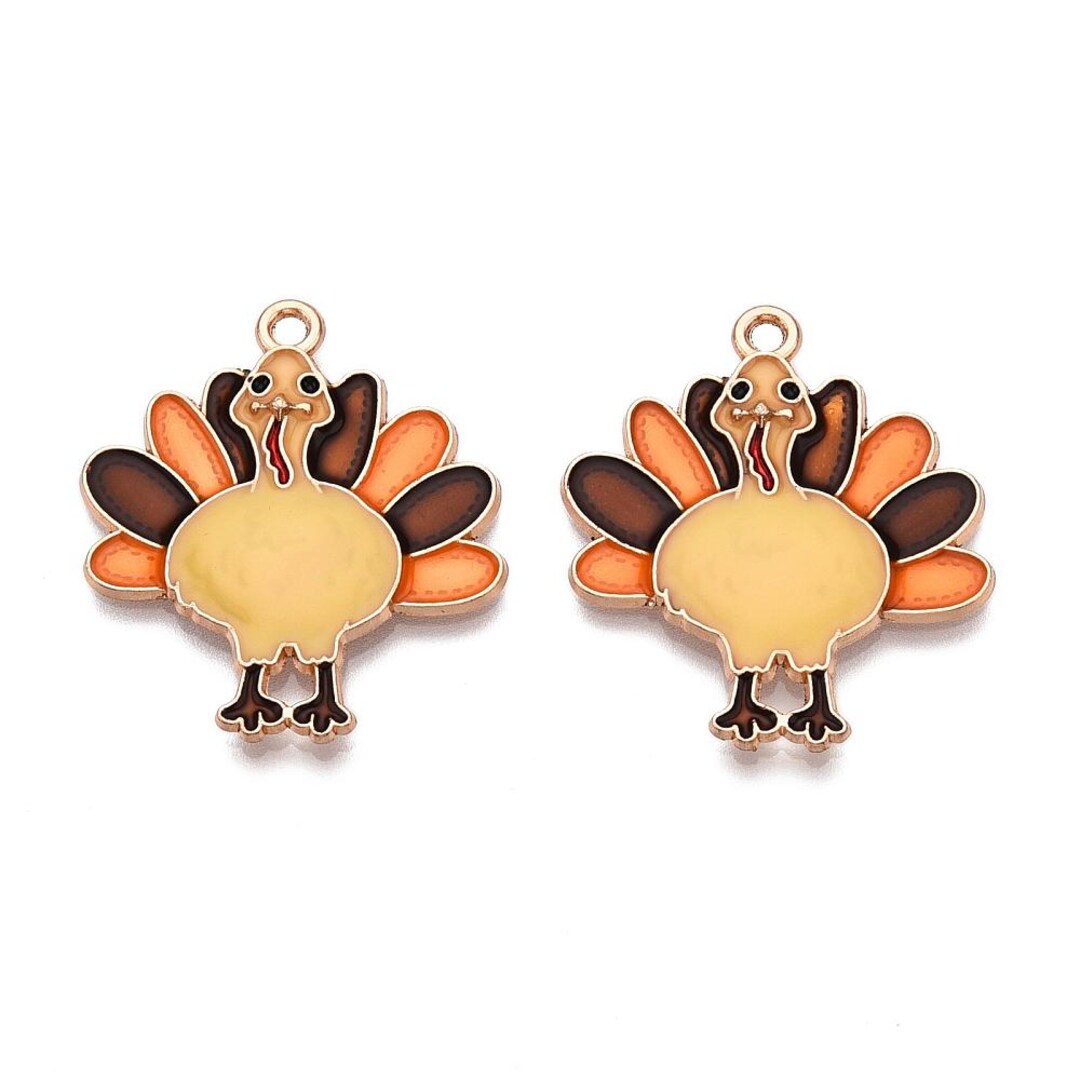 5 Gold Plated & Enamel Turkey Charms 33 X 29.5mm (b212b) - Etsy