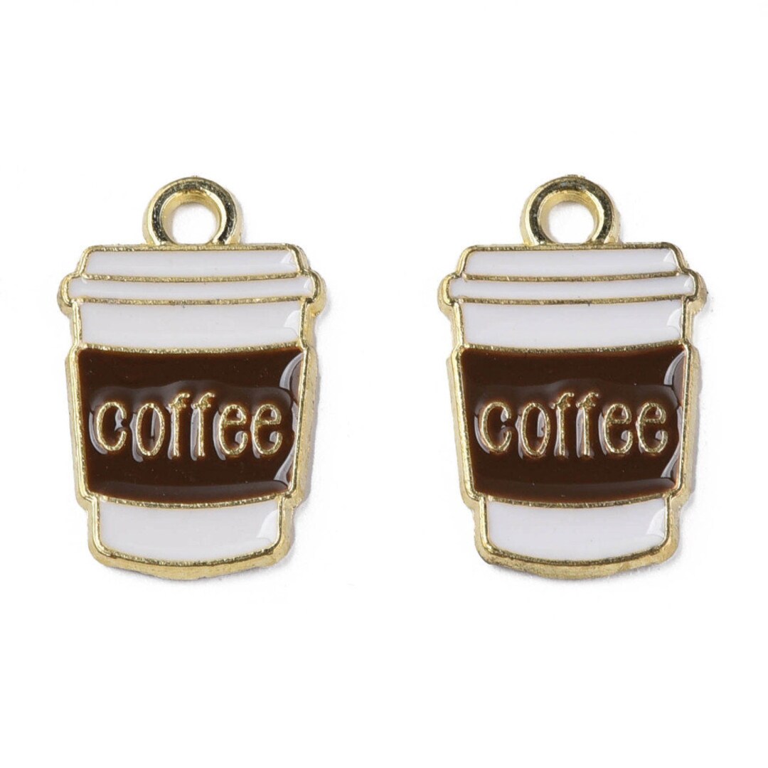 5 Gold Plated and Enamel Coffee Cup Charms 18x11mm (b143g) - Etsy