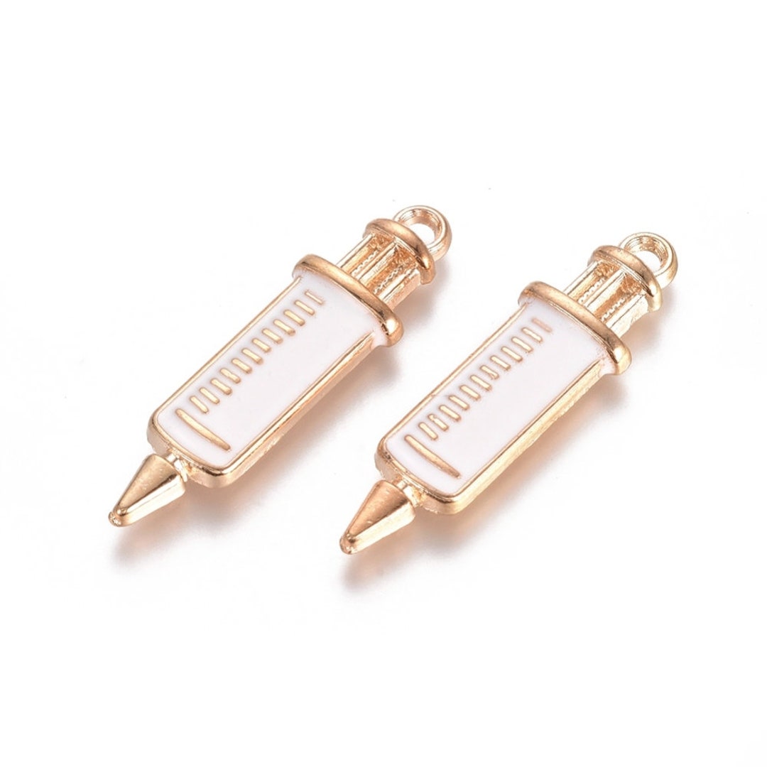 5 Gold Plate and Enamel Shot/syringe Charms 30x8mm (207b) - Etsy