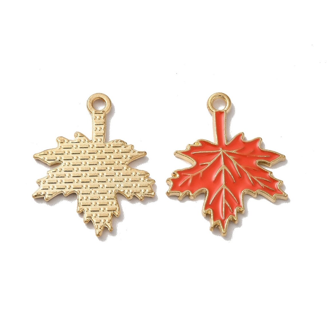 5 Gold Plated Enamel Maple Leaf Charms 24.5 X 20mm (B205J) - Etsy