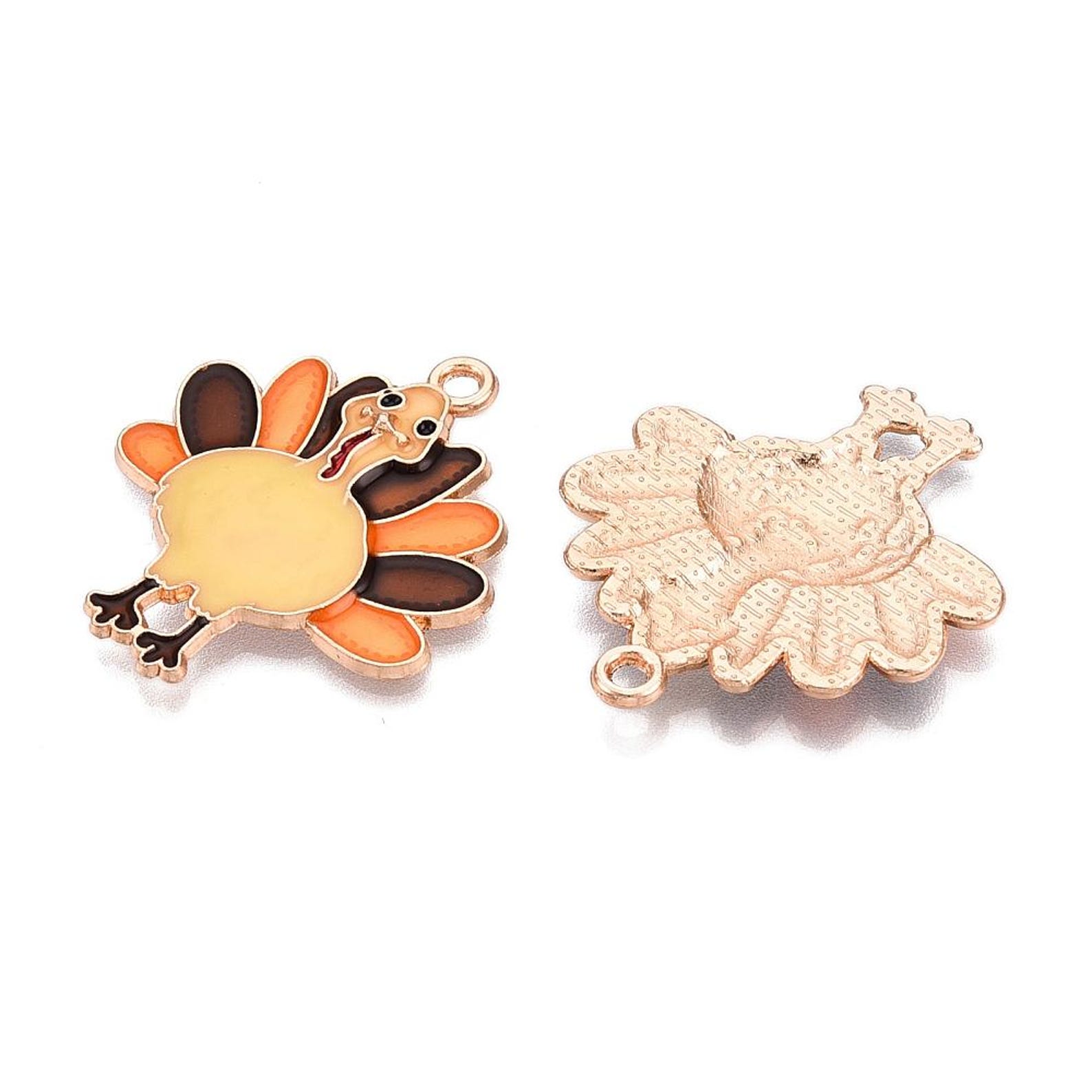5 Gold Plated & Enamel Turkey Charms 33 X 29.5mm (b212b) - Etsy