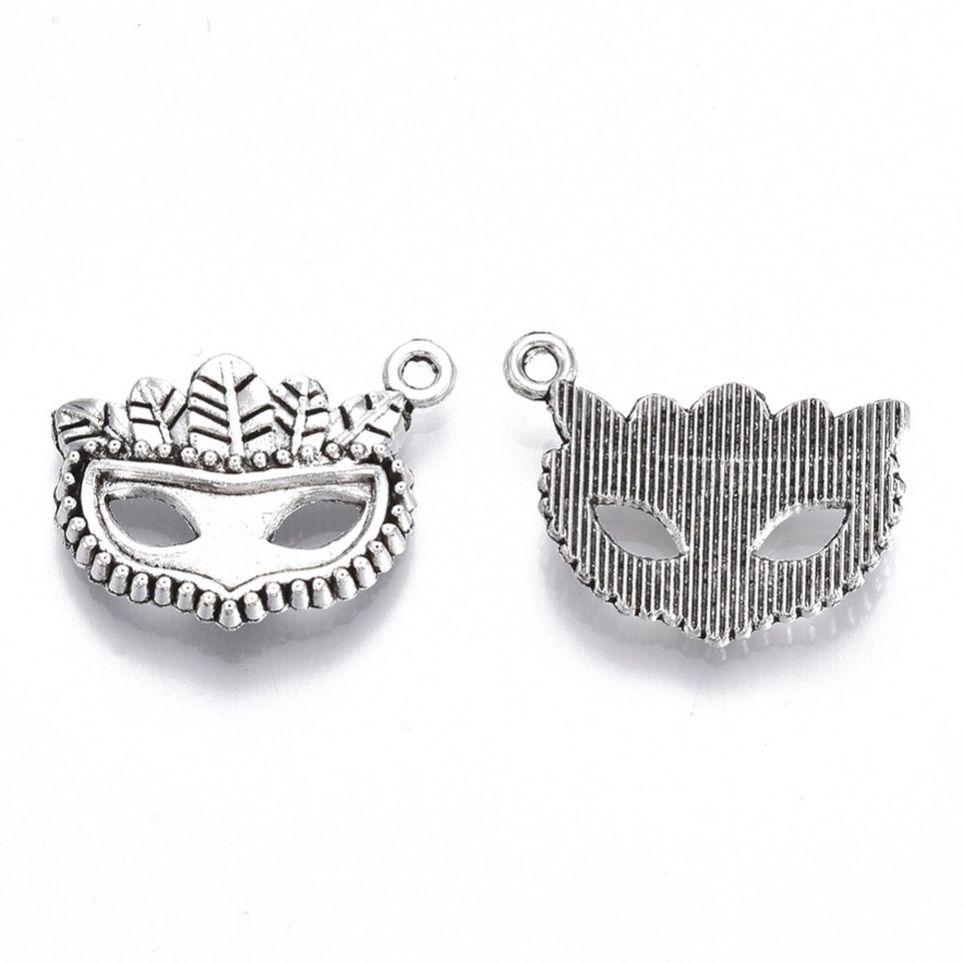 5 Antique Silver Masquerade Mask Charm Pendants 17 X 22mm (b111b) - Etsy