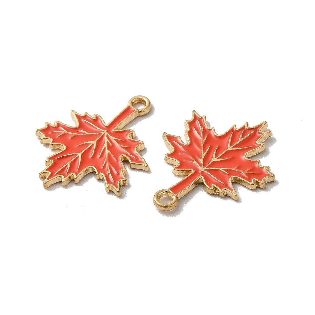 5 Gold Plated Enamel Maple Leaf Charms 24.5 X 20mm (B205J) - Etsy