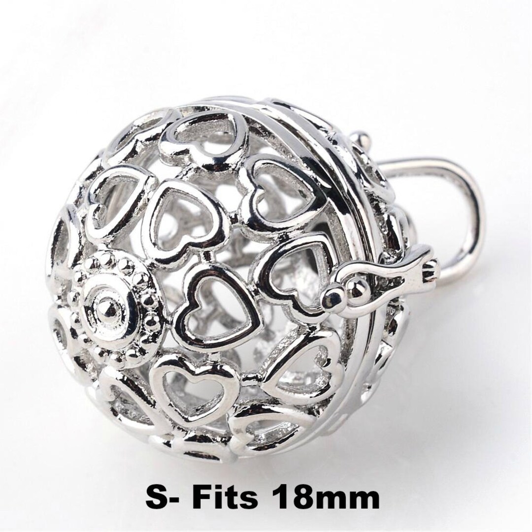 1 Silver Tone Copper Prayer Box/caller Ball Pendant Round Fits 18mm ...
