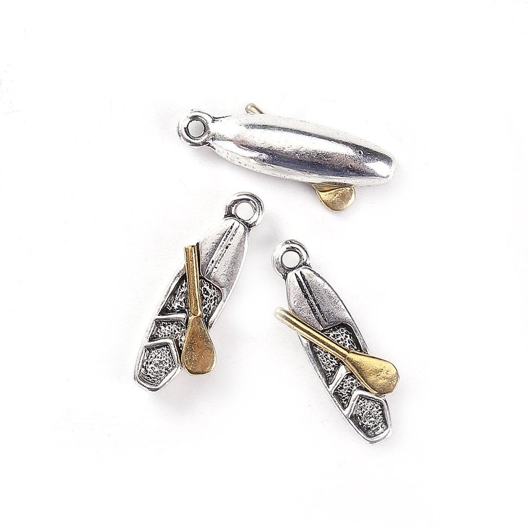 3 Silver & Gold Tone Metal Alloy 3D Canoe Charms 22x8mm (b102b) - Etsy