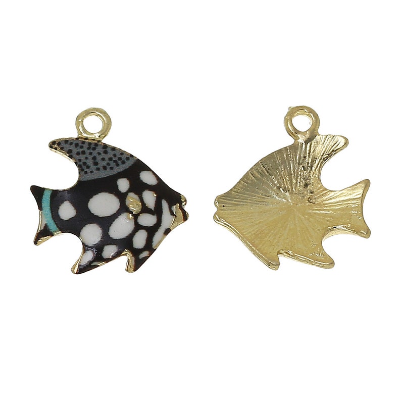 5 Gold Tone/enamel Fish Charms 17 X 15mm b73j - Etsy