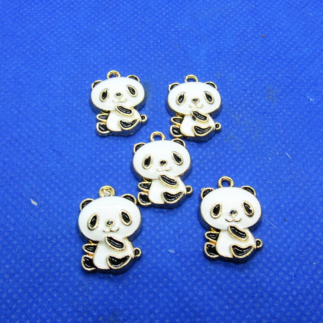 5 Gold Tone/enamel Panda Charms 21 X 15mm (b136h) - Etsy