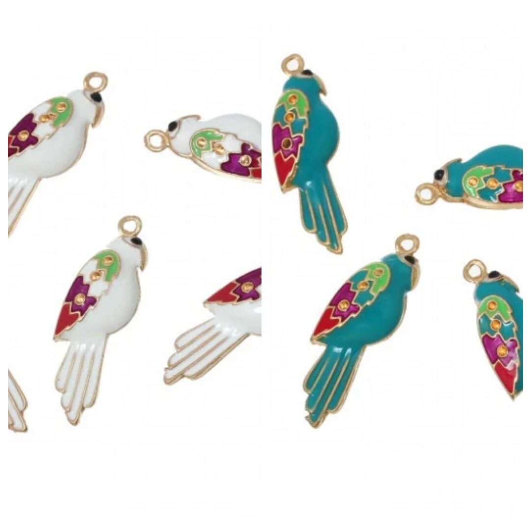 Choice of Color 5 Gold Plated/enamel Alloy Tropical Parrot Charms ...
