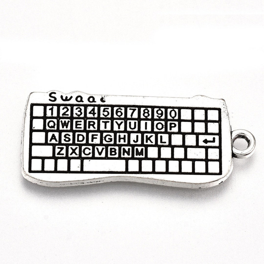 10 Antique Silver Tone Computer Keyboard Charms 30 X 13mm (b152h) - Etsy