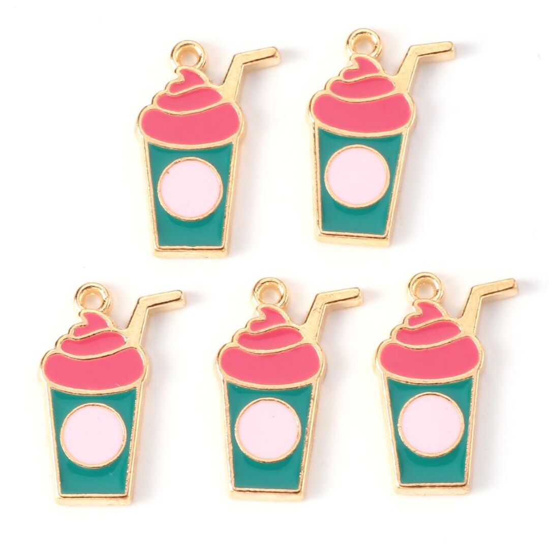 5 Gold Tone Enamel Milkshake Cup Charms 21x14mm (b92u) - Etsy