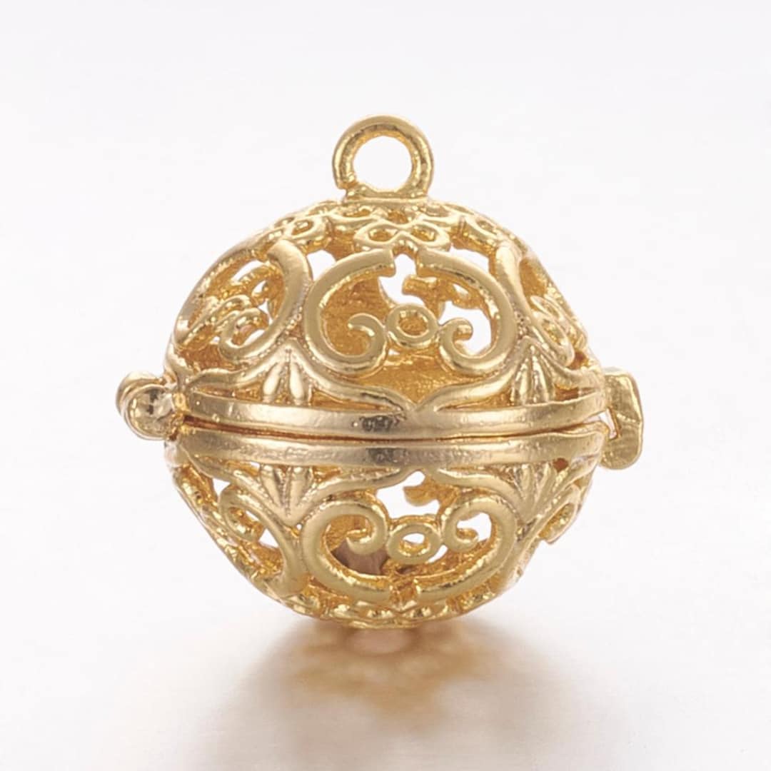 1 Gold Tone Brass Angel Caller Bola Harmony Ball Wish Box Pendants ...