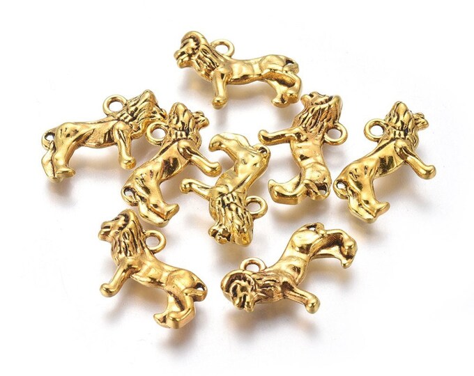 10 Antique Gold Lion Charms 23x16mm (b192f) - Etsy
