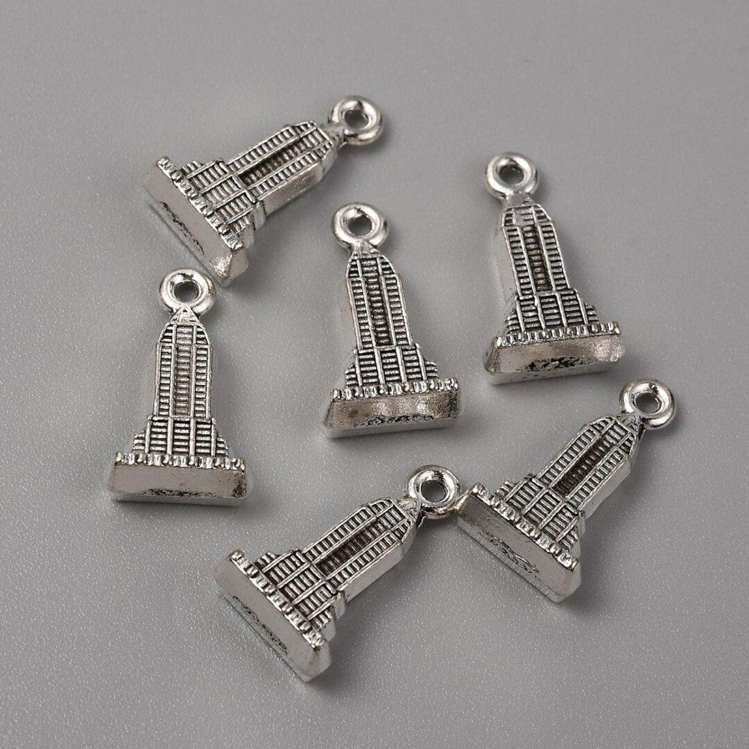 10 Antique Silver Metal Alloy Skyscraper Building Charms 18mm X 10mm ...