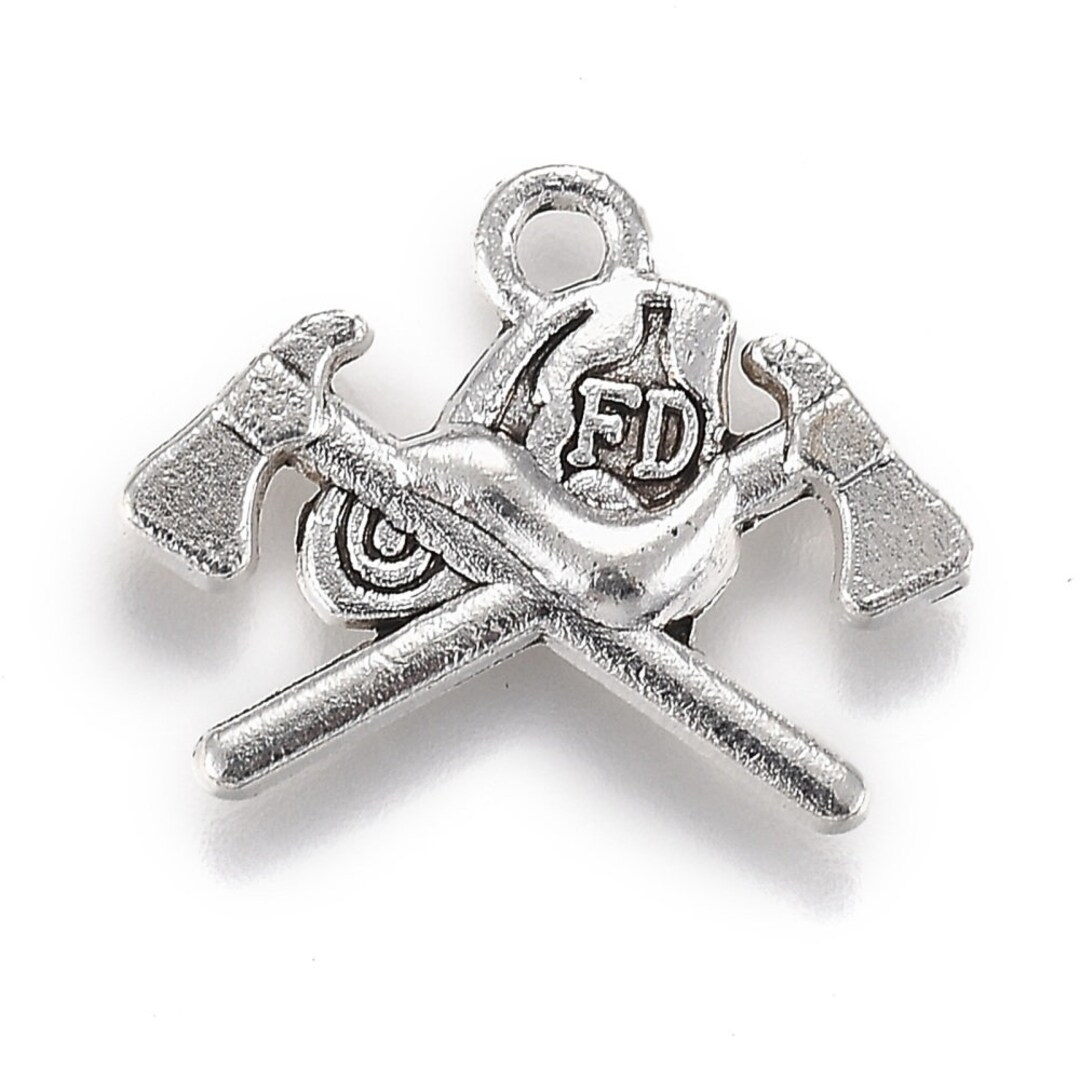 Antique Silver Alloy Firefighter Helmet/axes Charm/pendants 15x20mm ...