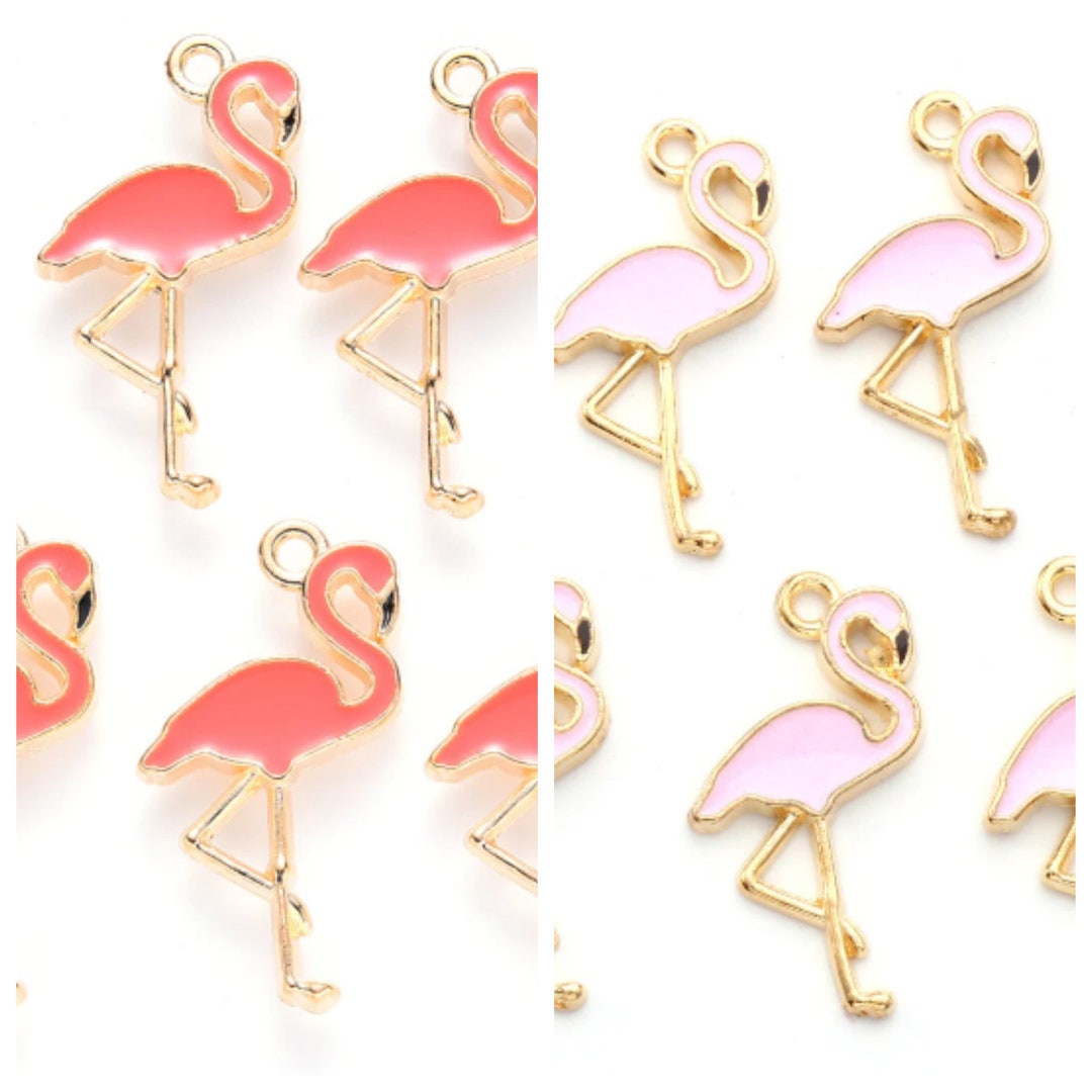 Choice of Color 5 Gold Plated Enamel Metal Alloy Flamingo Charm ...