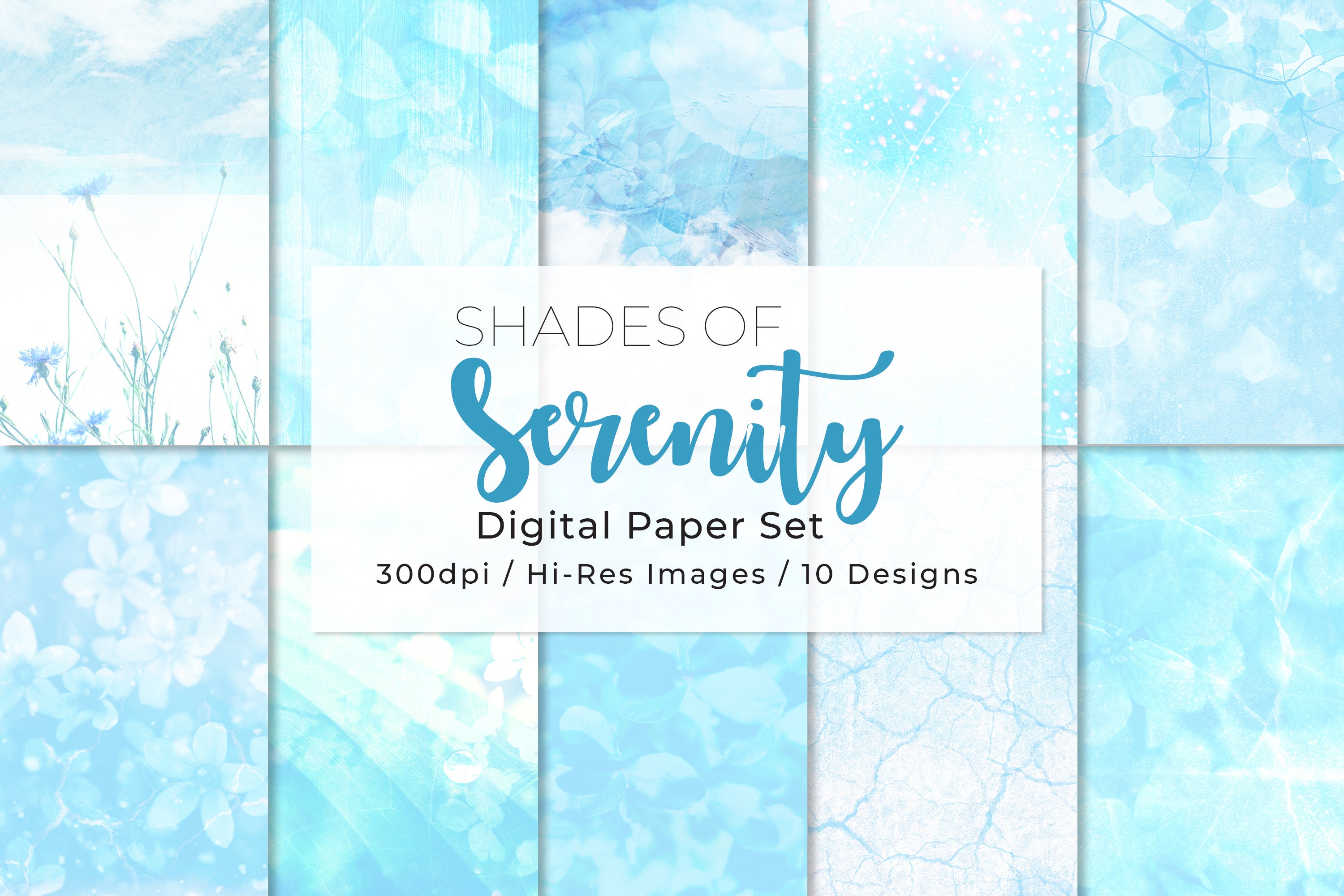 Digital Paper Pack, Background Texture, Sky Blue Background, Digital ...