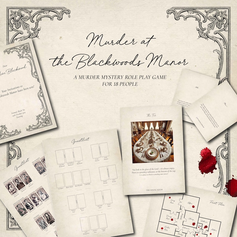 Murder at the Manor - Murder Mystery Kit - 1920s - Role Play Game - 18 ...