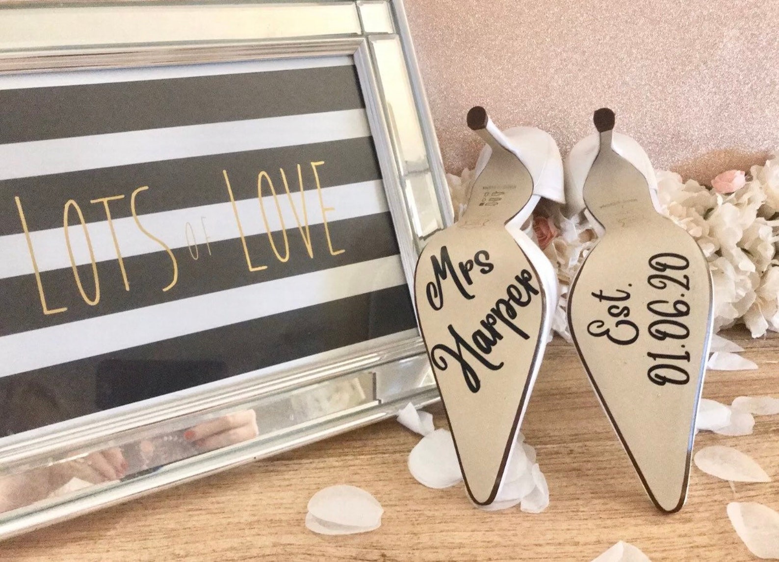 Personalised Wedding Shoe Vinyl Decal Sticker Bridal - Etsy
