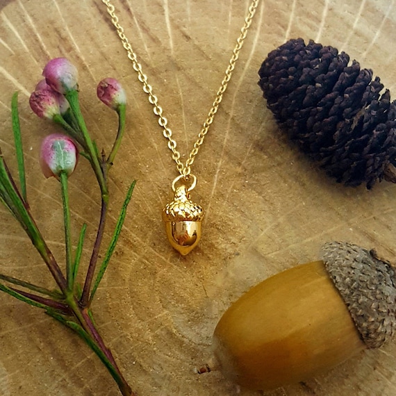 Goud vergulde ketting met beukennootje nikkelvrij / beukennoot | Etsy