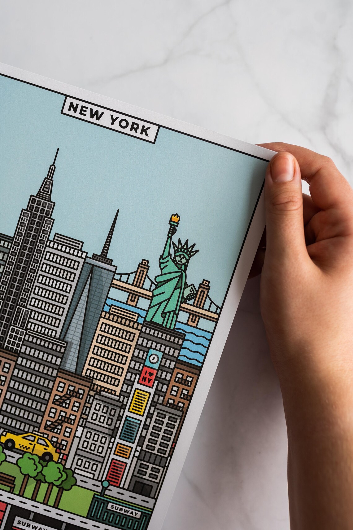 New York City Landmark Poster Print | Etsy