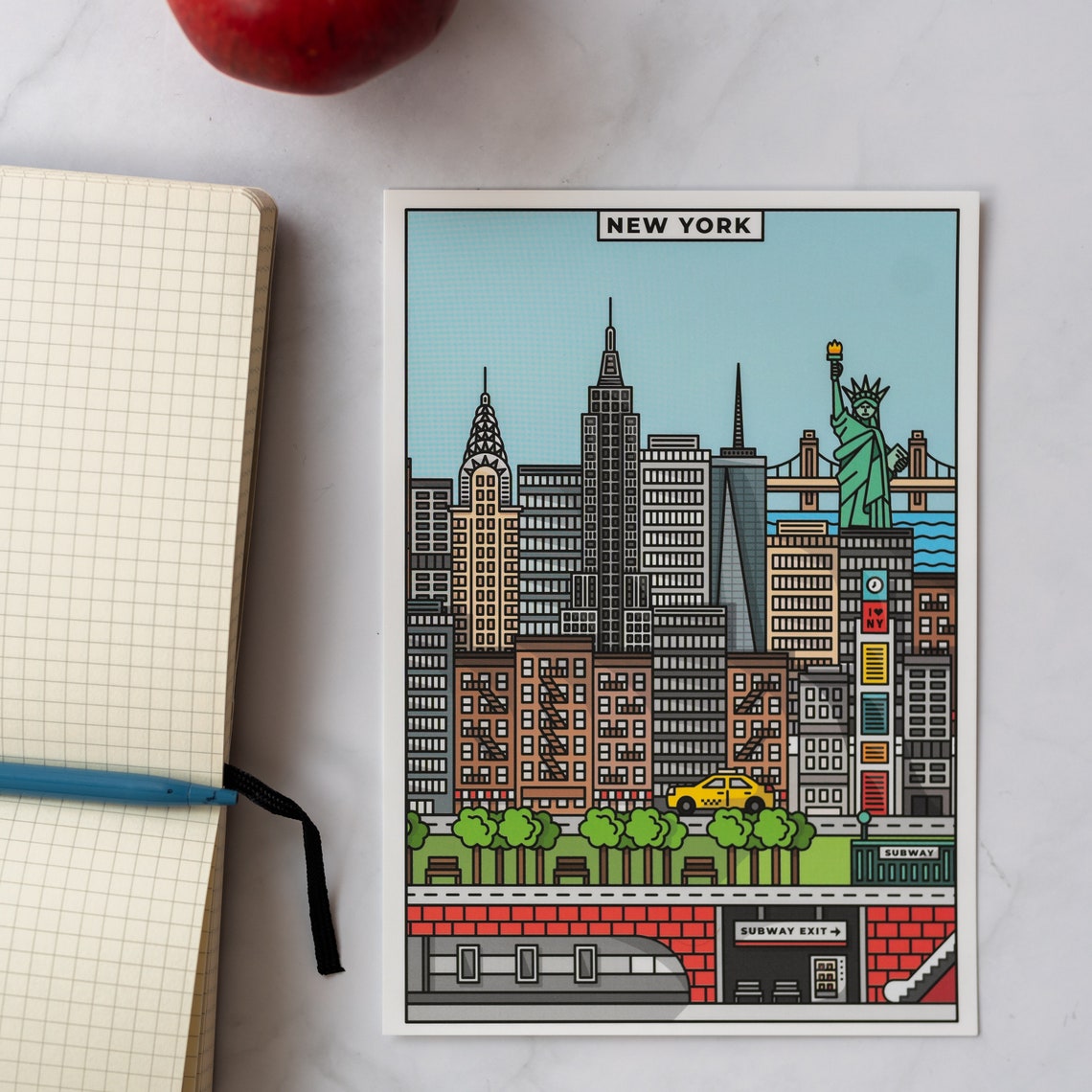 New York City Landmark Poster Print | Etsy