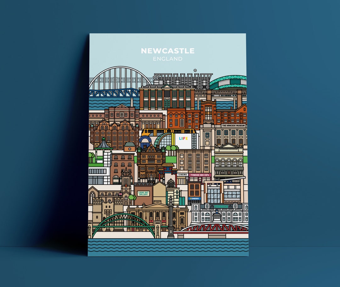 Newcastle Illustrated Poster Print - Etsy