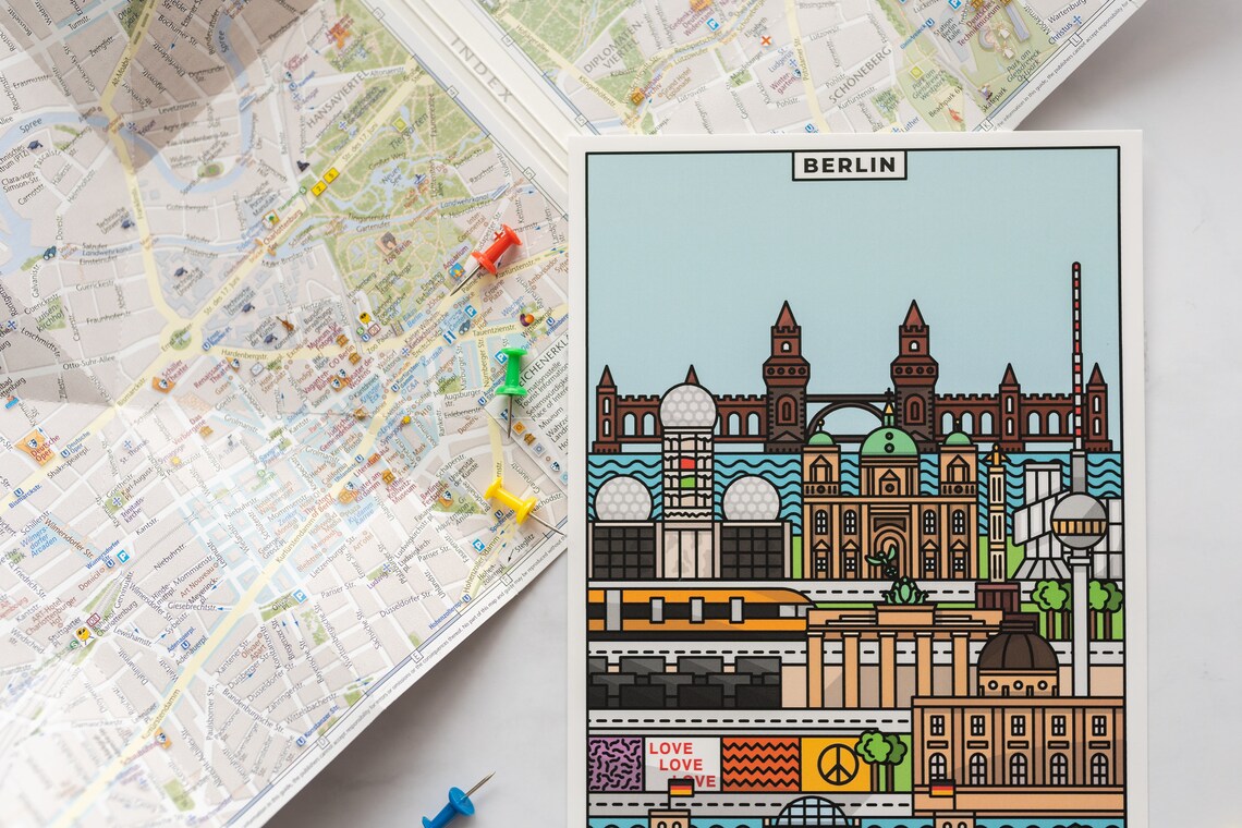 Berlin Germany Landmarks Art Poster Print | Etsy