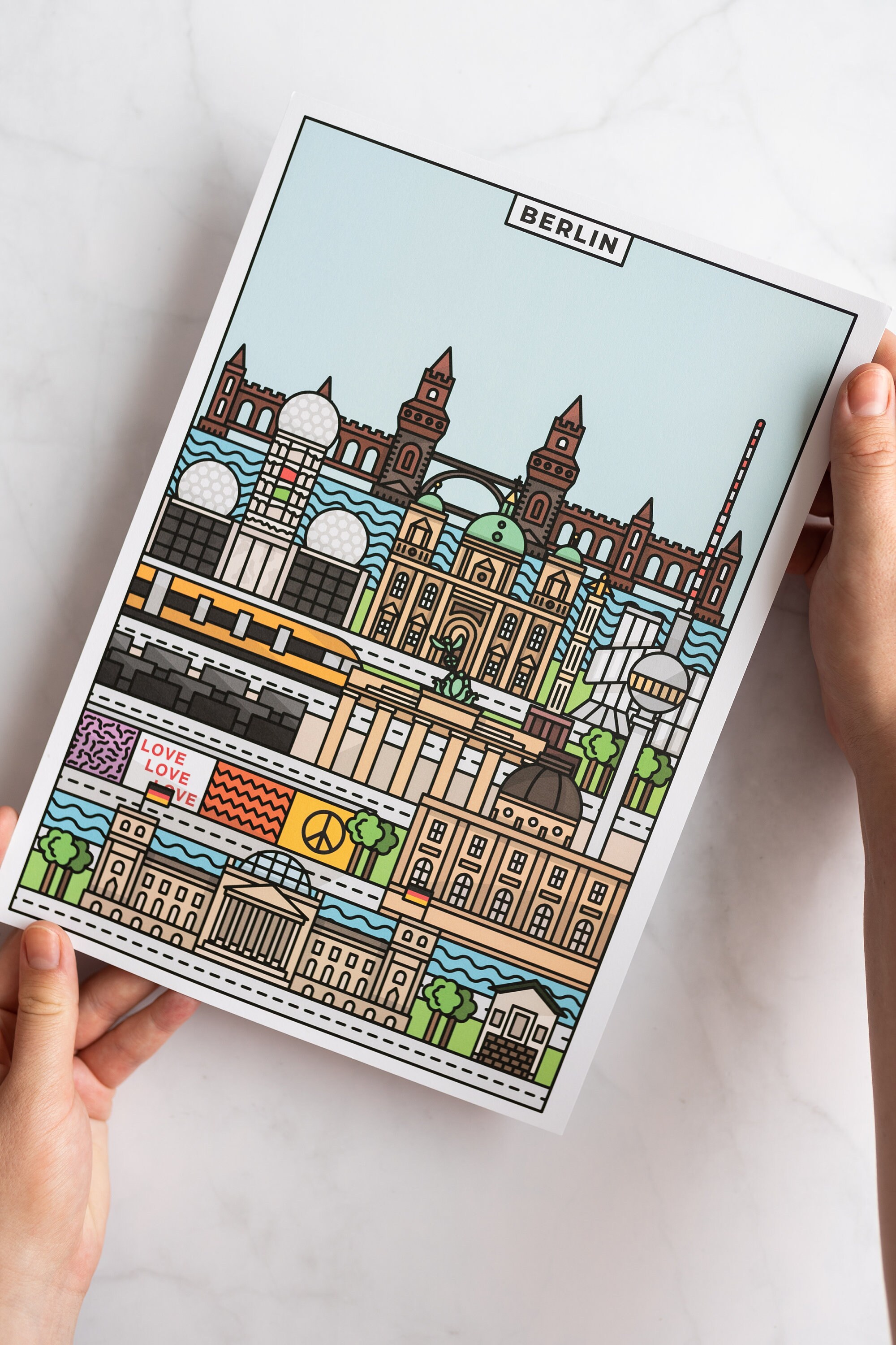 Berlin Germany Landmarks Art Poster Print | Etsy UK