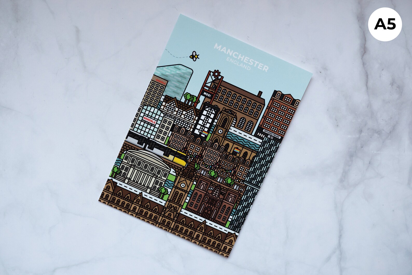 Manchester Landmarks City Poster Print Artwork - Etsy UK