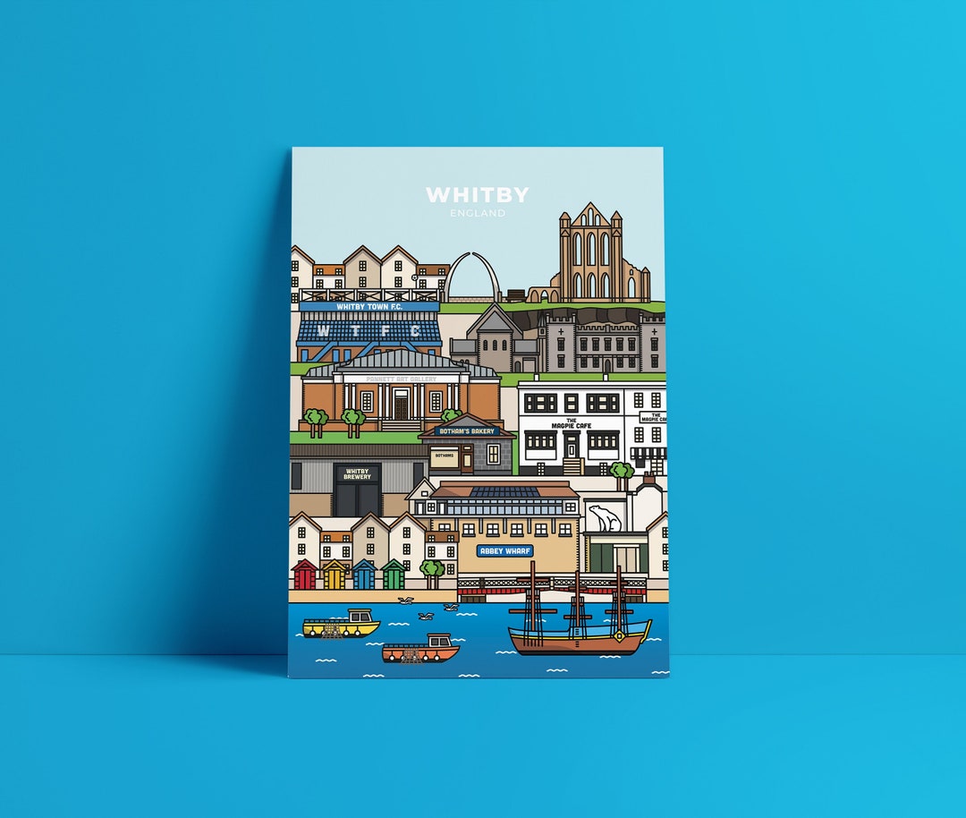 Whitby, Yorkshire Map Poster Art Print - Etsy UK