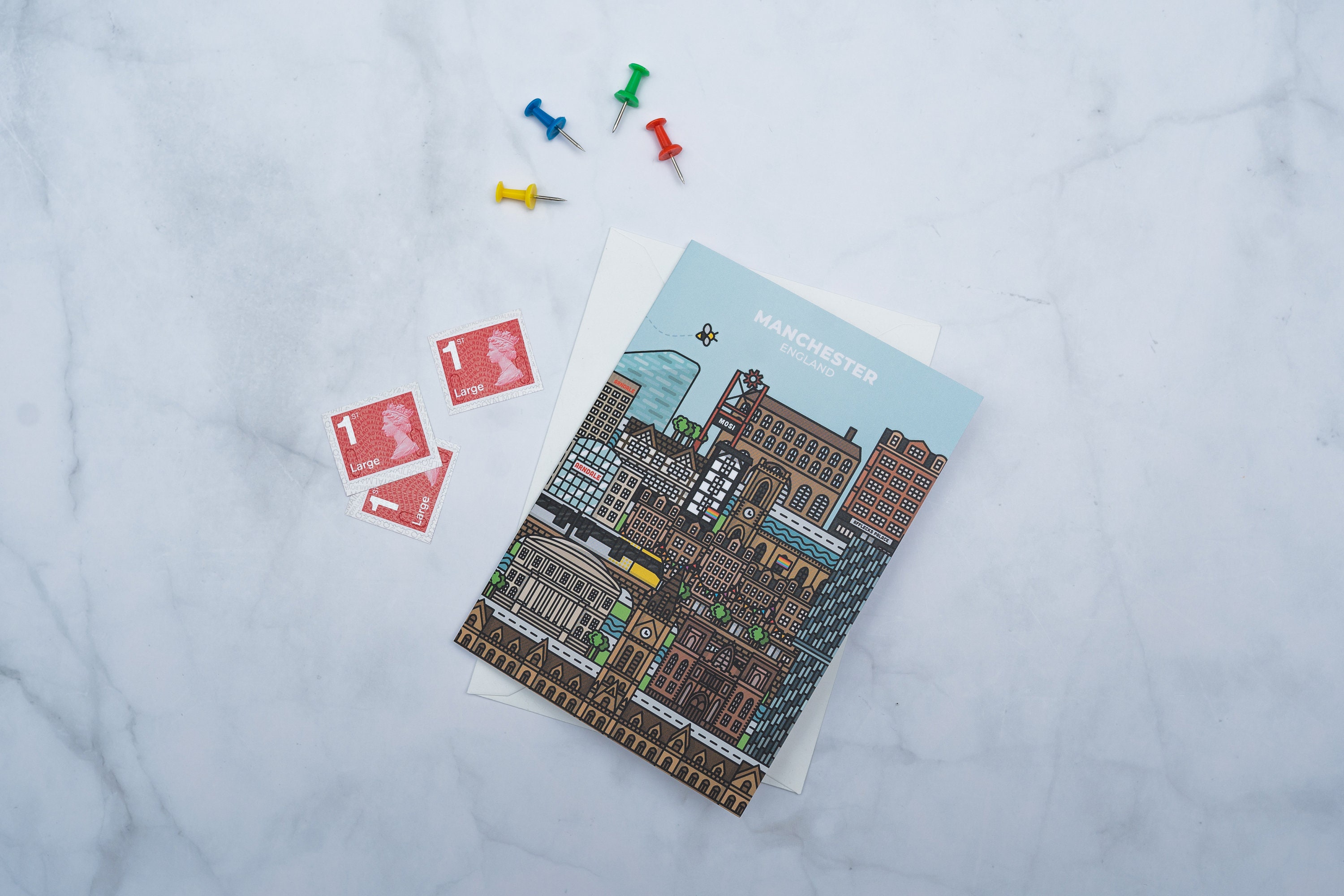 Manchester Illustrated City Greeting Card Art Gift - Etsy UK