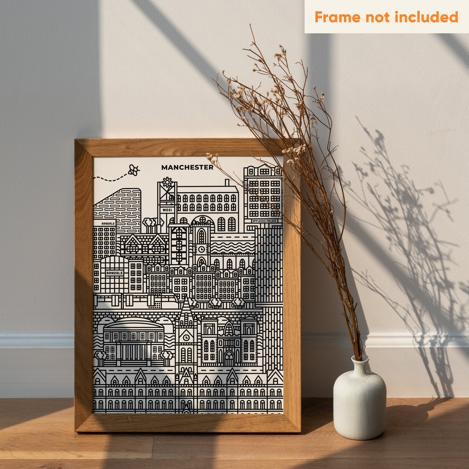 Manchester Outline Drawing City Poster Print Artwork - Etsy UK