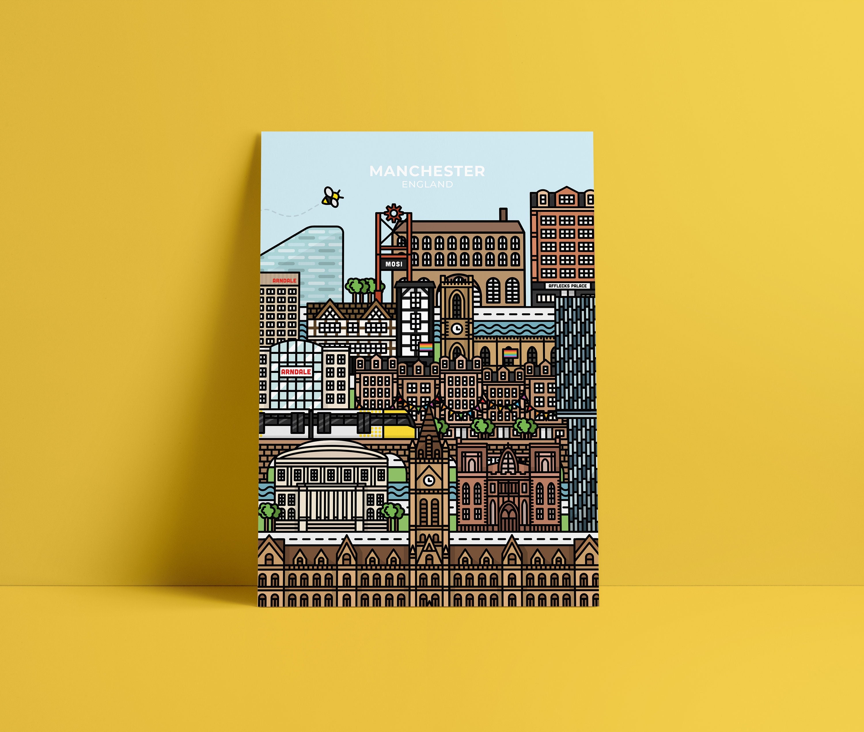 Manchester Landmarks City Poster Print Artwork - Etsy UK