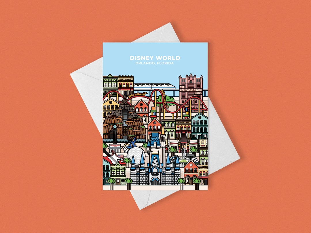 Disney Inspired Theme Park Greeting Card - Etsy