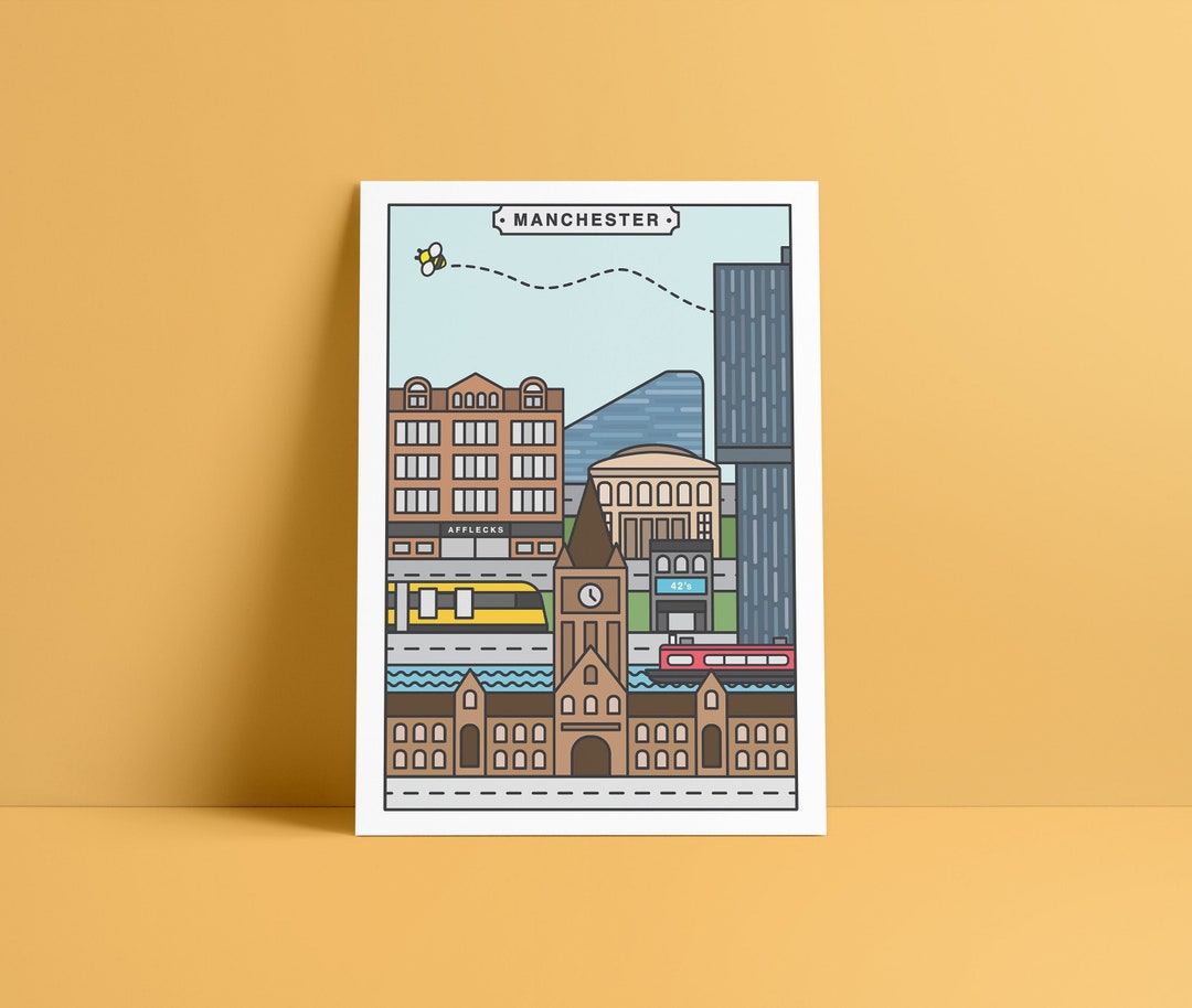 Manchester Landmarks Poster Print Gift - Etsy