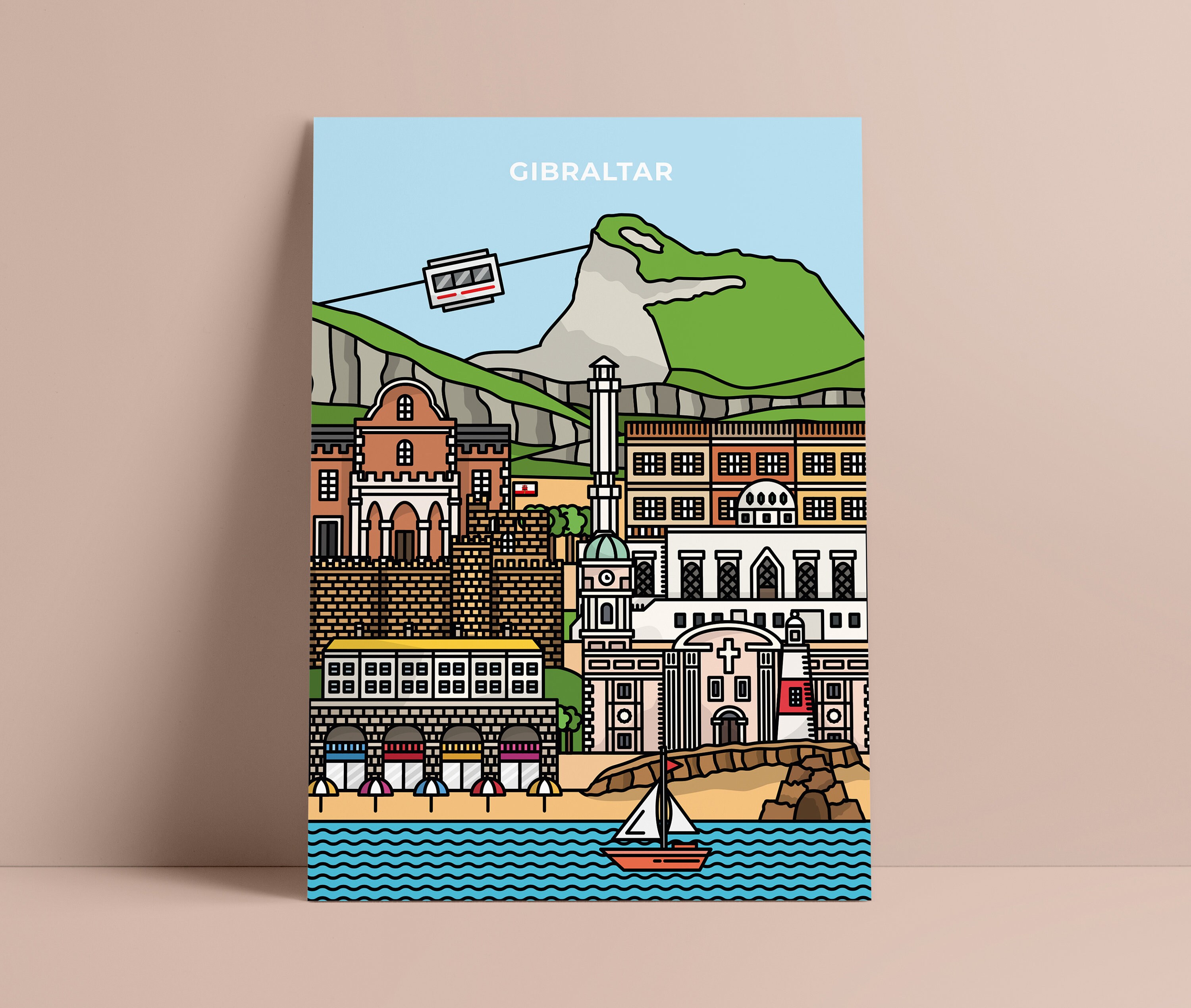 Gibraltar Landmarks Poster Print - Etsy UK
