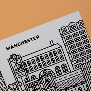 Manchester Outline Drawing City Poster Print Artwork - Etsy UK
