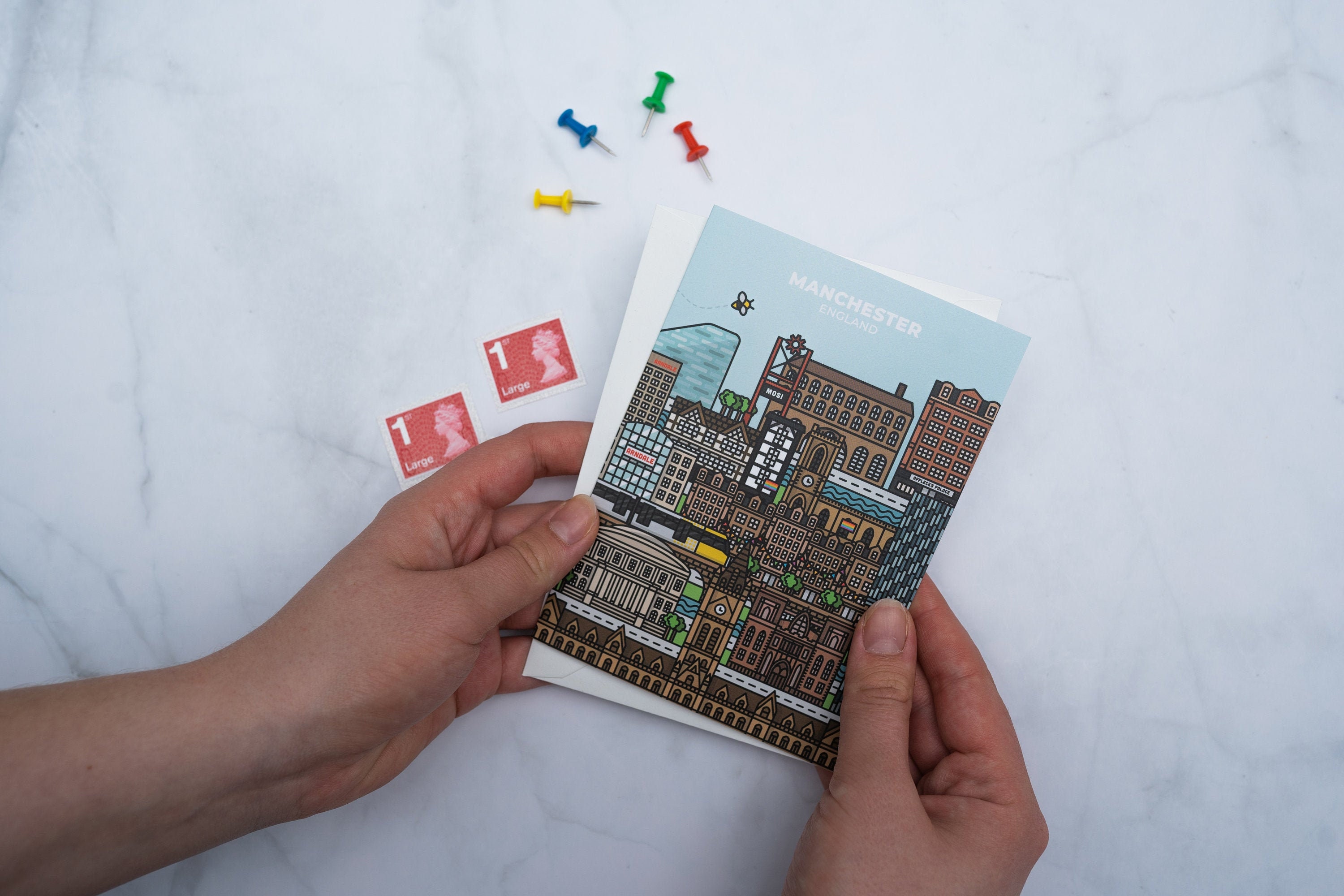 Manchester Illustrated City Greeting Card Art Gift - Etsy UK