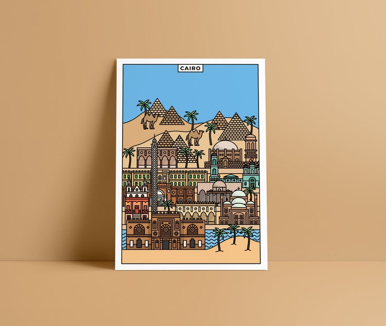 Cairo Egypt Landmarks Poster Print - Etsy UK