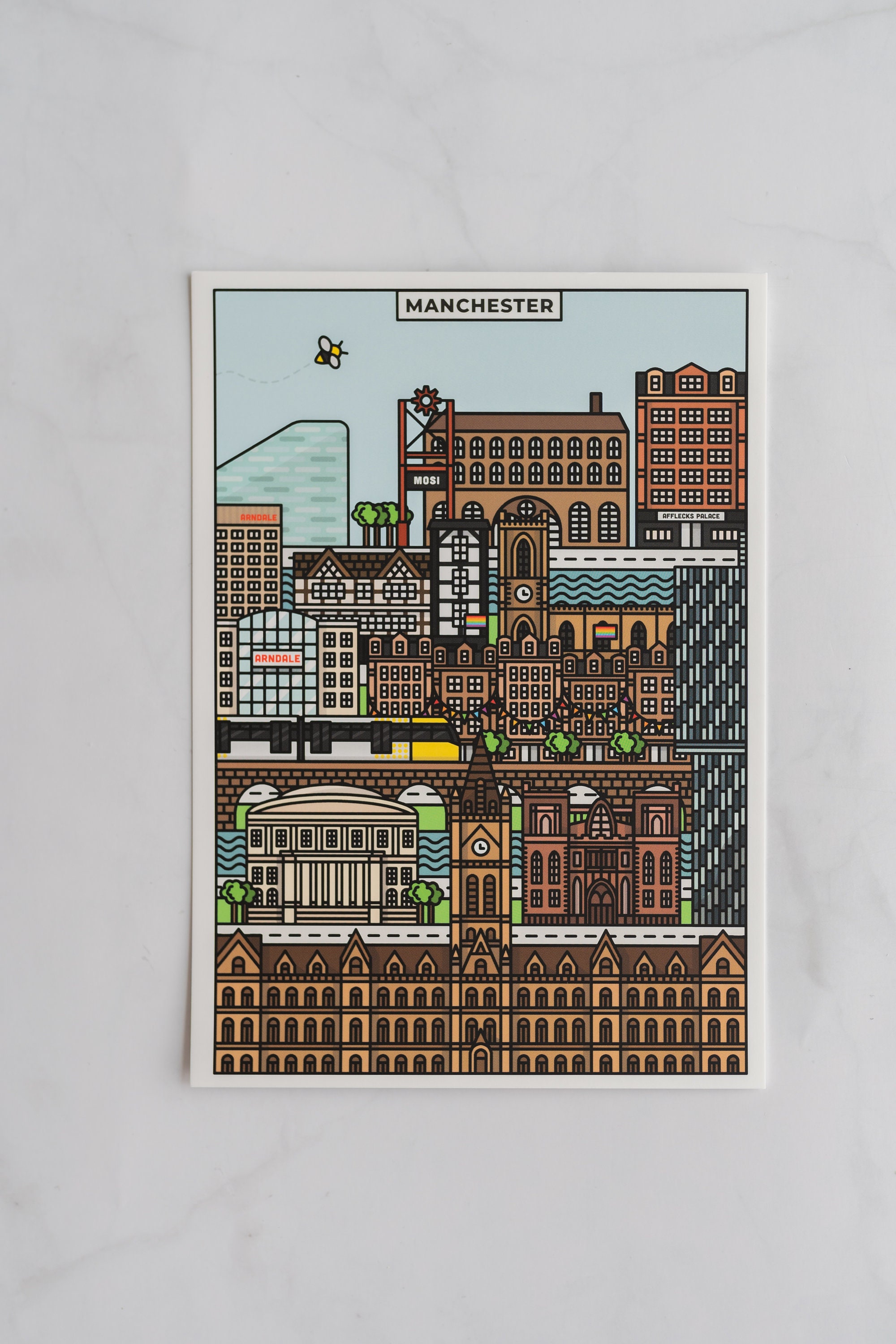Manchester Landmarks City Poster Print Artwork | Etsy