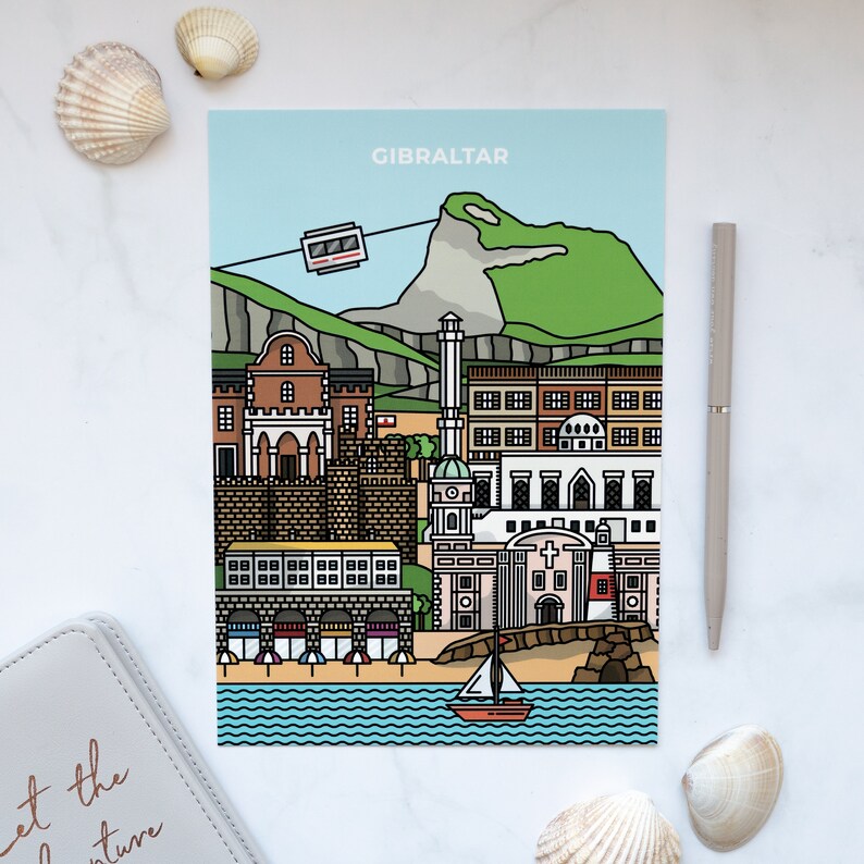 Gibraltar Landmarks Poster Print - Etsy UK