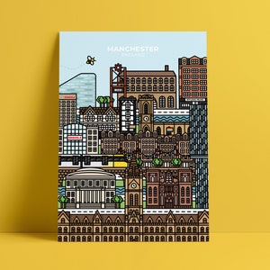 Manchester Landmarks City Poster Print Artwork - Etsy UK