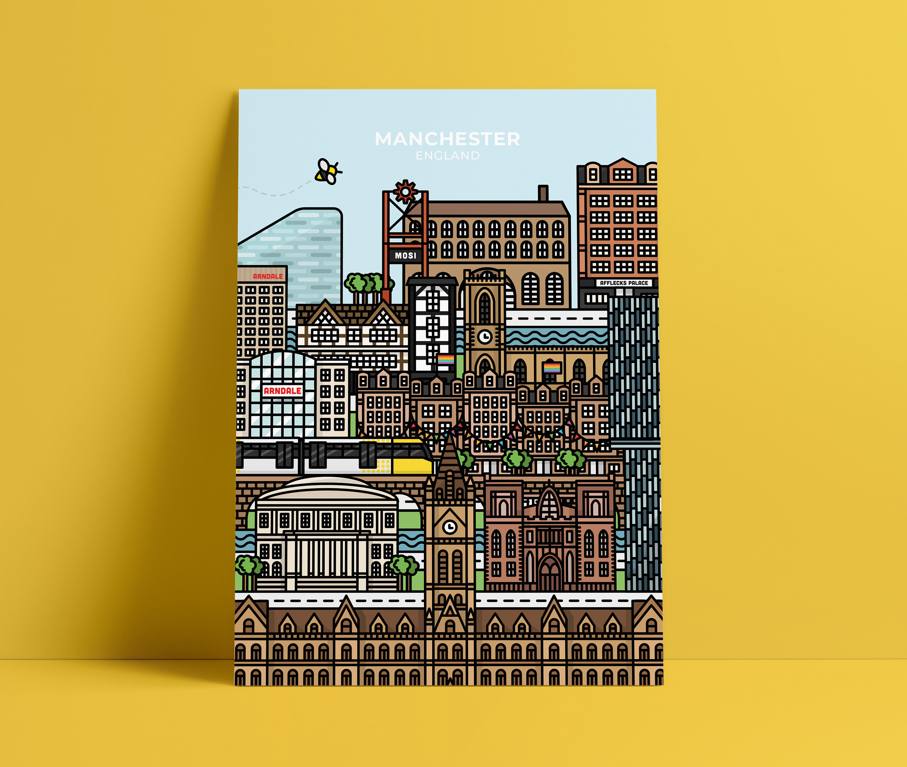 Manchester Landmarks City Poster Print Artwork - Etsy UK