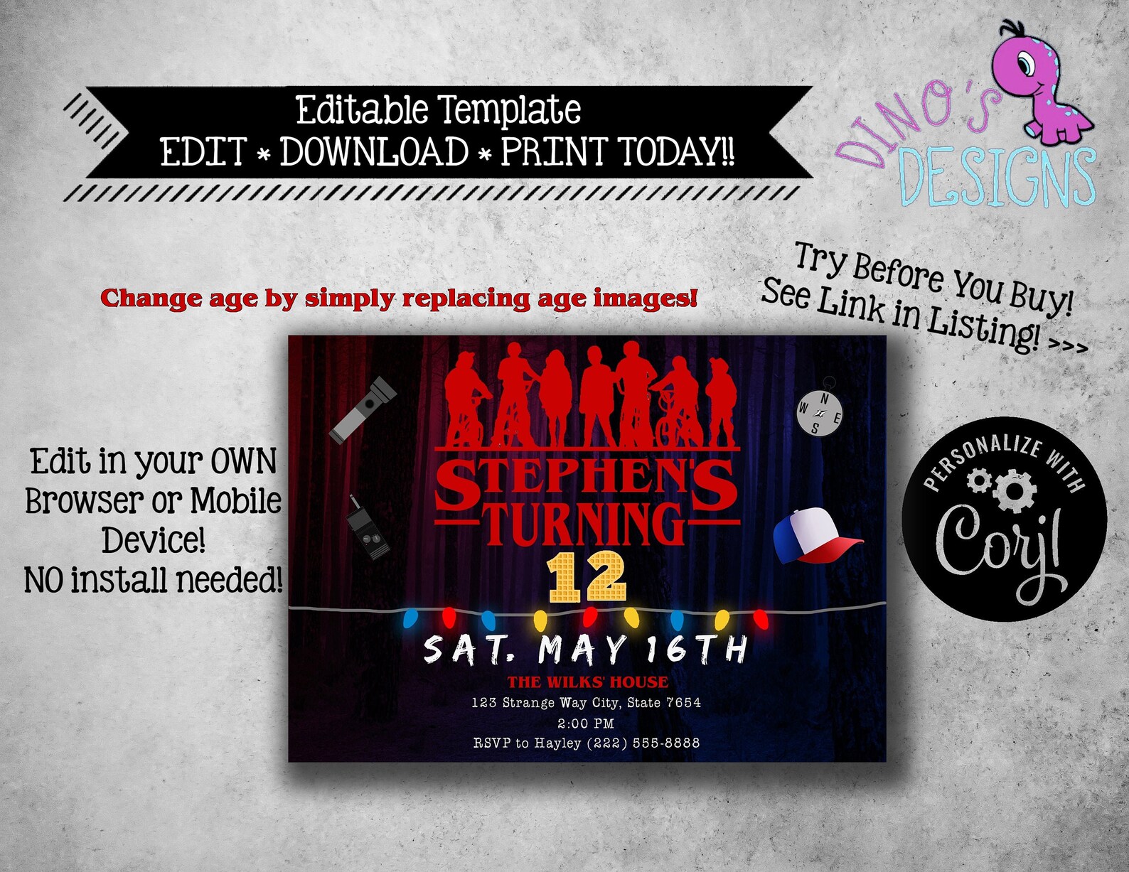 Stranger Things Birthday Invitation Template Free