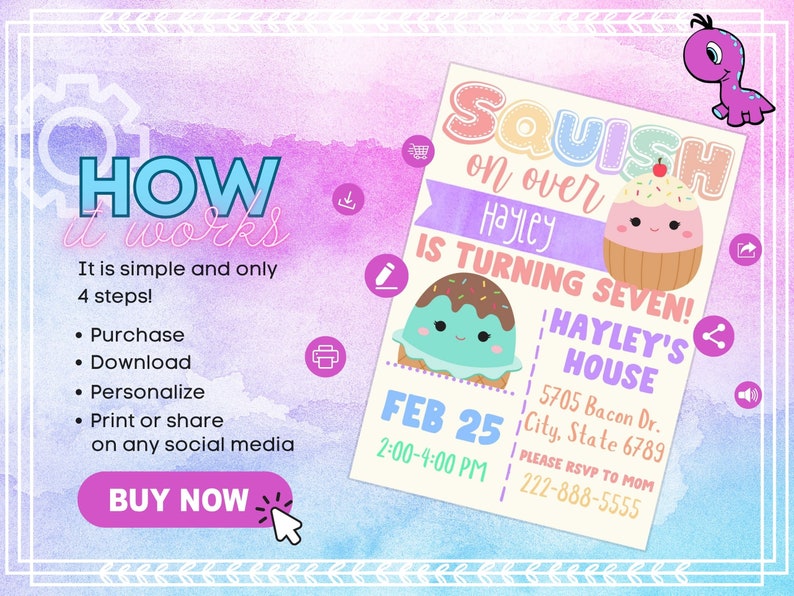 Squishmallow Birthday Invitation Template: Editable Canva Invite ...