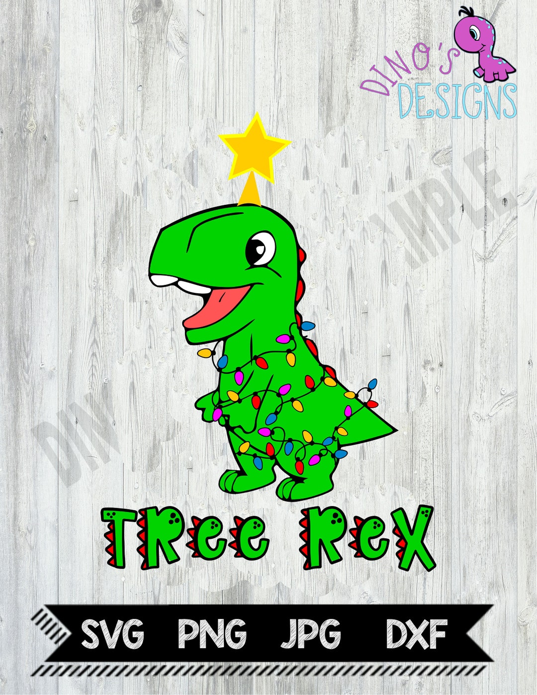 Christmas Tree Rex || SVG || Dxf || PNG || Sublimation || DTF ...