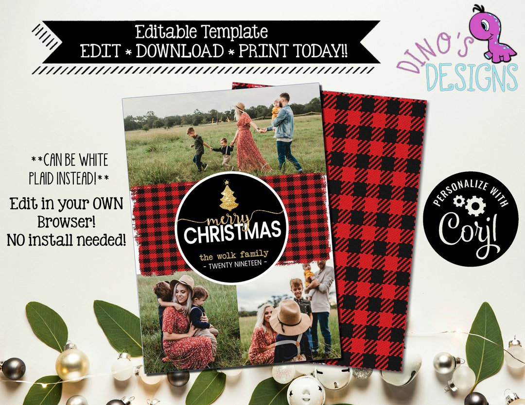 Christmas Buffalo Plaid EDITABLE Electronic and Printable Template ...