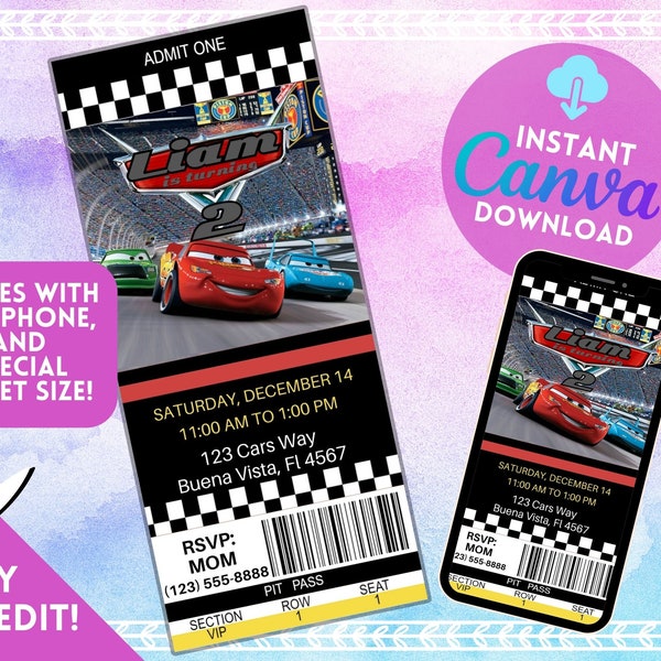 Cars Ticket - Etsy